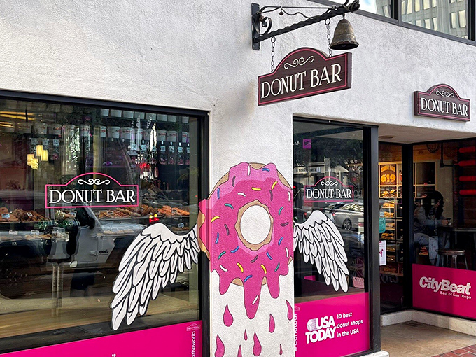 Hot pink and winged donuts? San Diego's Donut Bar doesn't believe in playing it safe or subtle.