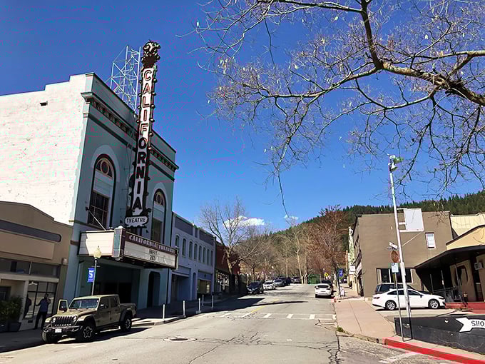 Dunsmuir's historic theater stands proud, like a grand dame from Hollywood's golden age.