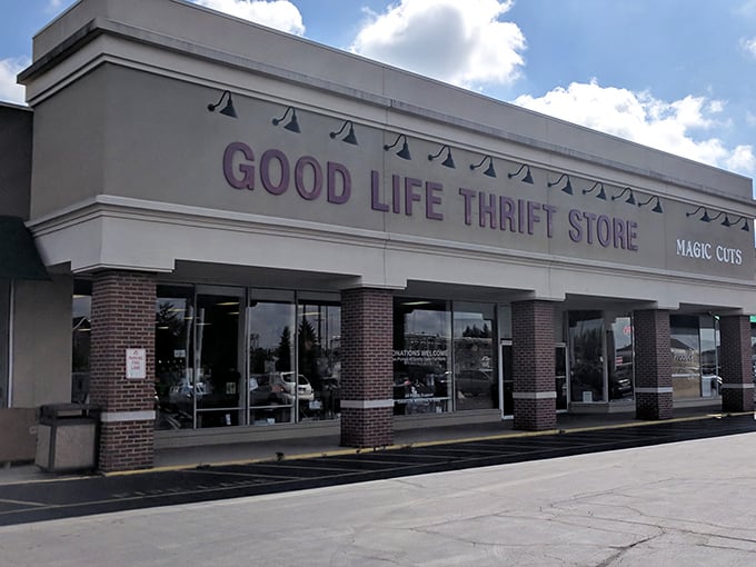 Good Life Thrift Store lives up to its name with a clean storefront and promise of treasures within.
