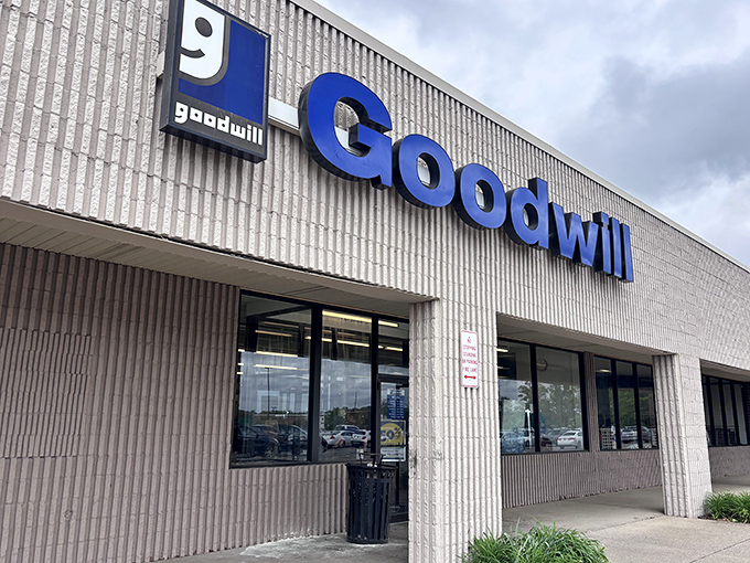 Goodwill Hermitage stands proud like a concrete castle of possibility. Behind those windows lie abandoned treasures waiting for their second act.