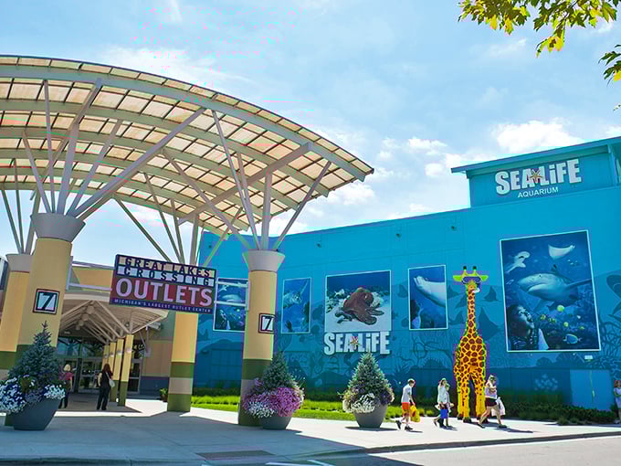 This curved canopy entrance looks like something from a futuristic shopping dream &ndash; welcome to retail paradise!