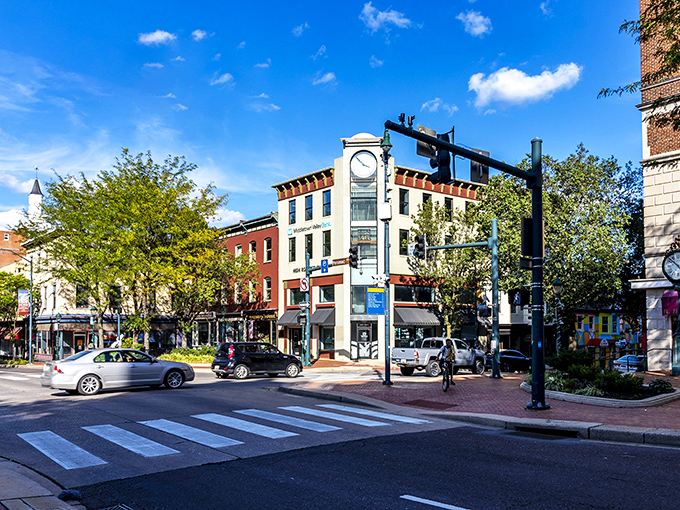 Hagerstown's downtown - where even the crosswalk signals seem to say "take your time, hon." 