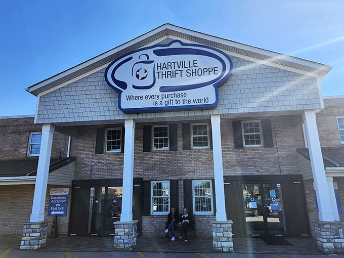 Hartville's charming brick facade whispers "where every purchase is a gift to the world" - now that's shopping with purpose.