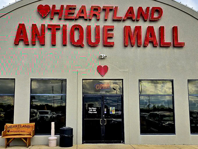 Those big windows hint at the bright, organized wonderland inside where antique dreams actually come true without breaking budgets.