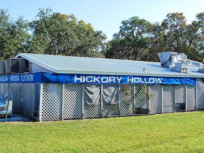 Hickory Hollow's humble exterior whispers promises of smoky treasures that have been perfected over countless hours.