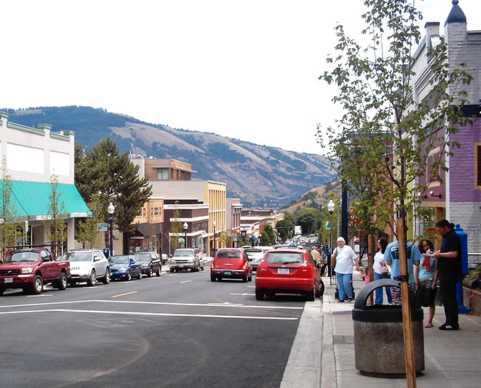 Hood River's downtown invites you to slow down and savor life, with mountains watching over like gentle giants.