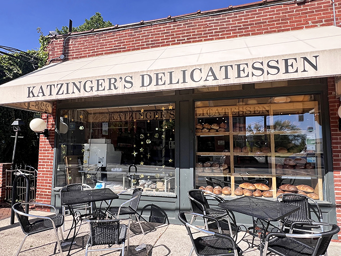 Katzinger's outdoor seating beckons with the promise of people-watching while you tackle a sandwich that requires both hands.