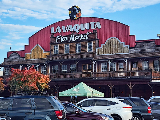 La Vaquita's bold red facade and cow mascot announce: "This isn't your grandma's flea market!" Though grandma would absolutely love it here.
