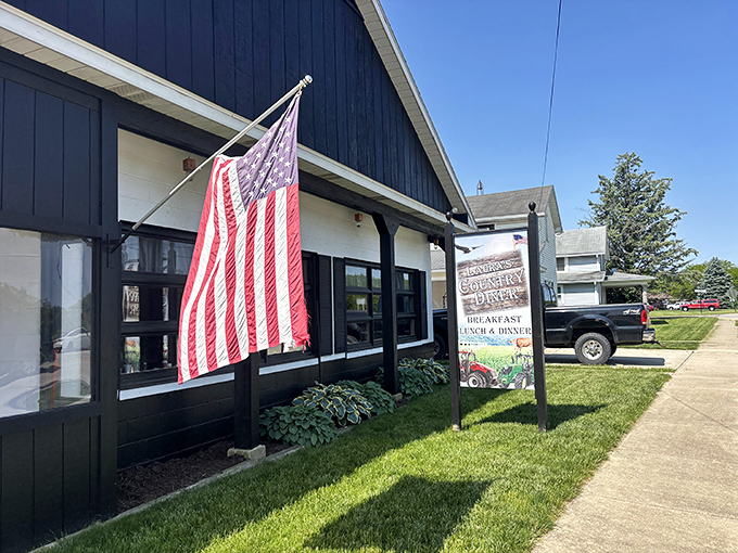 Laura's Country Diner waves its flag proudly, a patriotic beacon for hungry souls seeking home-style goodness.