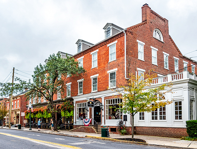 Lititz's brick-front historic buildings stand shoulder to shoulder, as if posing for a Norman Rockwell painting come to life.