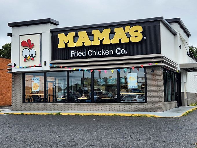 That cheerful rooster logo isn't just decoration &ndash; it's Mama's promise of crispy perfection waiting inside this welcoming spot.
