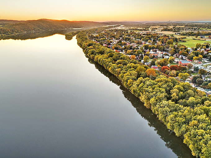 Marietta's golden hour glow transforms the Susquehanna into liquid amber, pure Pennsylvania poetry in motion.