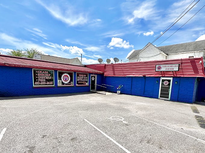 That bold blue paint job isn't subtle, but neither are the incredible crab feasts waiting inside this Dundalk gem.