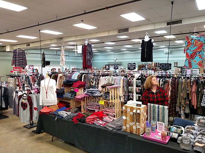 Inside Nashville Flea Market, where clothing racks become forests of fashion possibilities spanning every decade since bell-bottoms were cool.