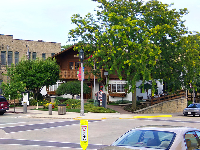 Rolling hills embrace this Swiss-inspired village where every building looks like a postcard come alive.