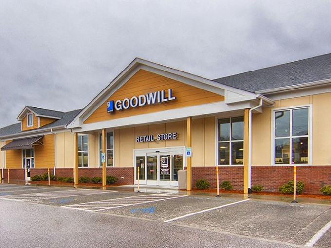Goodwill's modern storefront design proves thrift shopping has gone upscale - treasure hunting never looked so sophisticated.