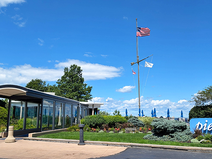 Nature's dinner theater at Pier W, where floor-to-ceiling windows turn Lake Erie into the most spectacular dining backdrop imaginable.