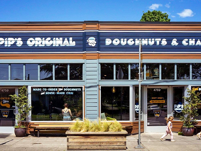 Pip's storefront promises tiny donut treasures within, proving that sometimes the best things come in small, freshly-fried packages.