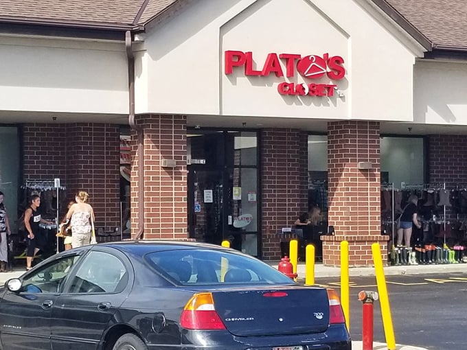 Plato's Closet: Where teenagers drag their parents, and parents secretly find things they want too. Philosophy and fashion in one stop!