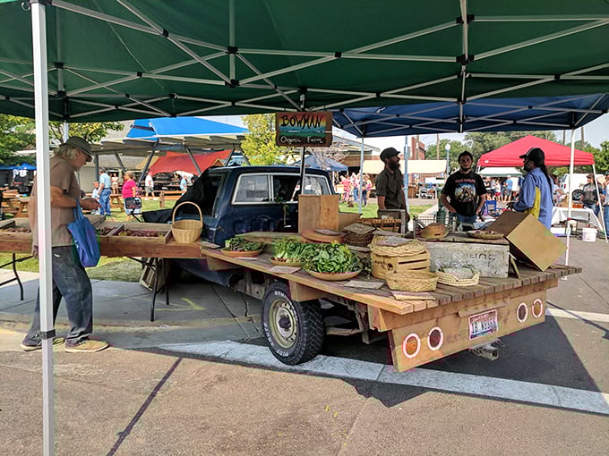 Farm-fresh meets flea market fabulous when vintage trucks become mobile produce stands in downtown Pocatello.