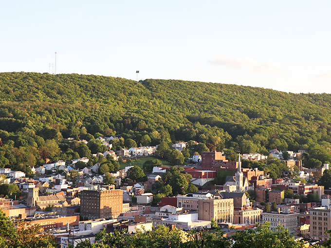 Those tree-covered mountains cradle Pottsville like nature's own retirement community - breathe in that fresh Pennsylvania mountain air!