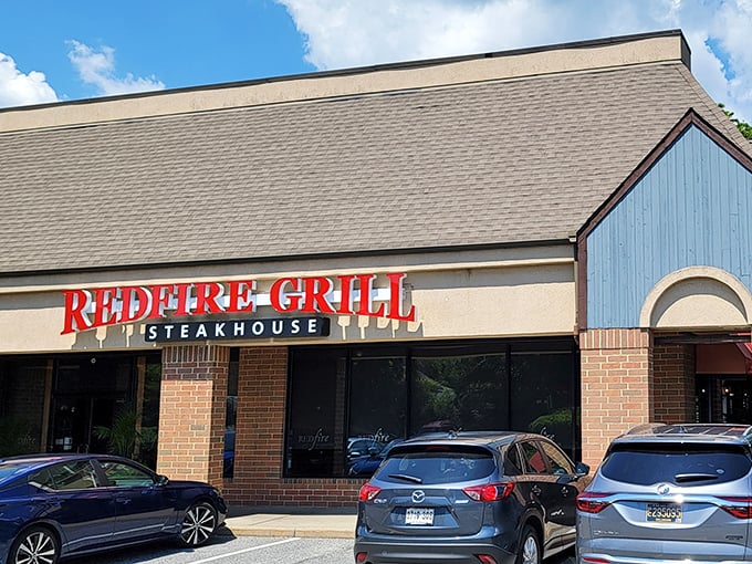 Redfire Grill's inviting exterior promises the kind of steaks that make ordinary evenings extraordinary.