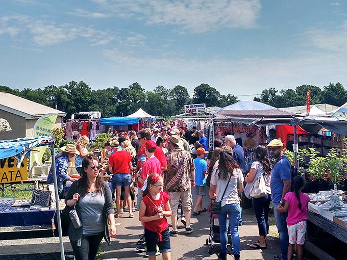 Tuesday's treasure hunt begins as vendors display their wares across this bustling outdoor marketplace.