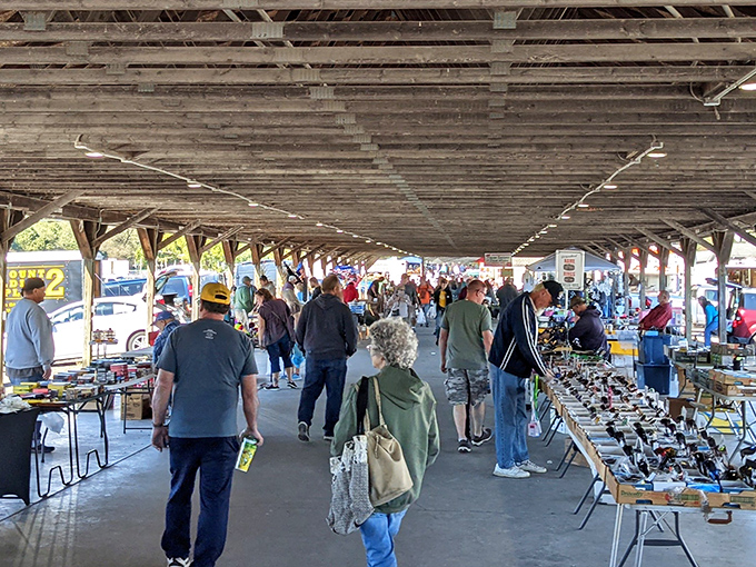 Rogers Flea Market transforms quiet farmland into a bustling bazaar every Friday. Bring your walking shoes!