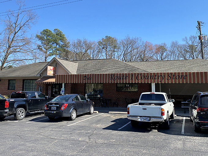 Route 1 Country Store looks like it belongs in a nostalgic road trip movie. Those striped awnings practically whisper "comfort food inside."