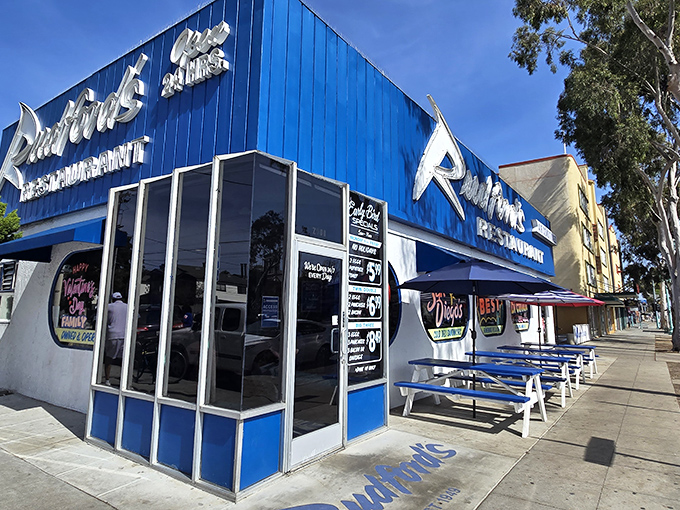 That brilliant blue facade isn't just eye-catching &ndash; it's a beacon calling all serious breakfast enthusiasts home.