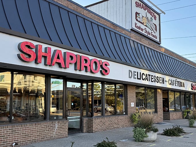 Shapiro's bold red lettering promises what generations of Hoosiers already know: legendary deli awaits inside.