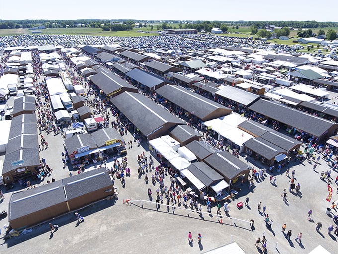Shipshewana from above looks like a small city of deals &ndash; the Woodstock of swap meets!