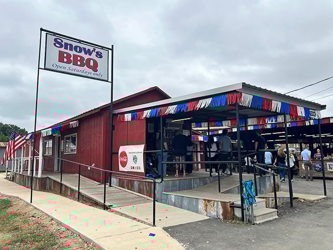 Snow's BBQ looks like a humble roadside stop, but those red, white, and blue streamers might as well be Olympic medals for meat.