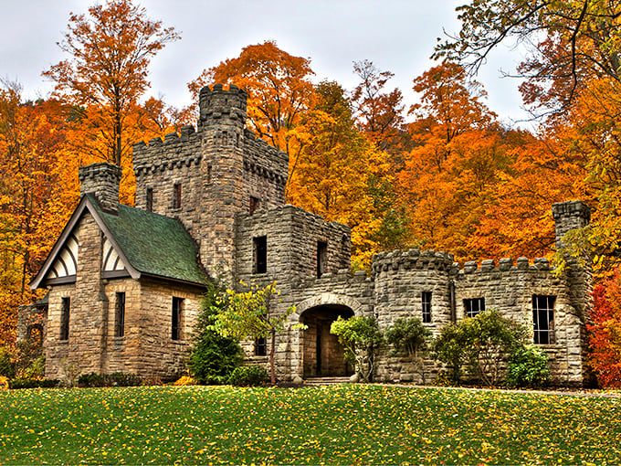 Nature reclaims this mysterious stone castle, creating a perfect blend of medieval mystery and Ohio wilderness.