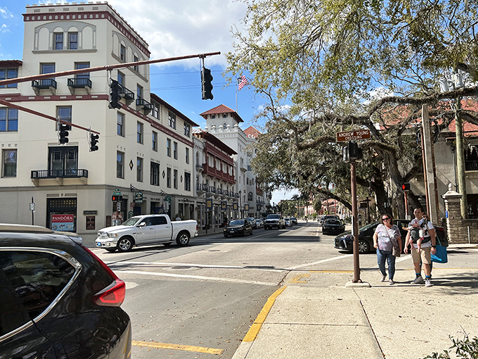 St. Augustine's streets whisper centuries-old secrets while horse carriages clip-clop past like time machines. 