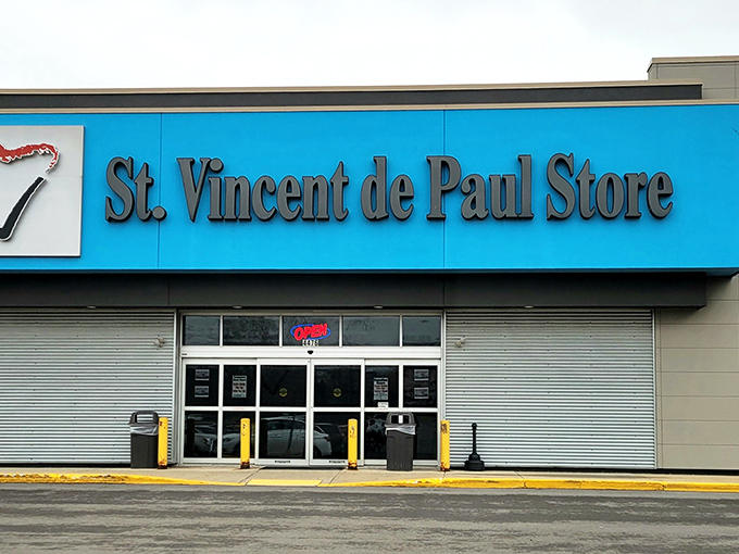 That bright blue storefront practically shouts "bargains inside" - and who are we to argue with such enthusiasm?