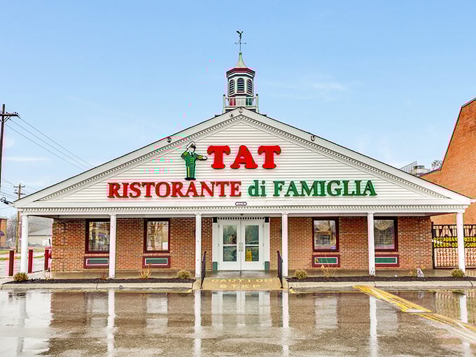 TAT's white-columned entrance says "Roman holiday" but the aromas inside whisper "come home to nonna's kitchen."