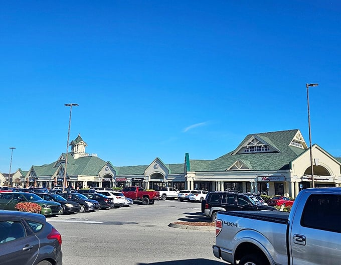 Tanger Outlets spreads across Sevierville like a shopper's dream come true under Tennessee skies.