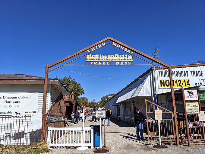 The entrance to McKinney's Third Monday Trade Days welcomes you like an old friend. Treasures await just beyond those gates!