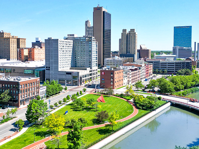 Toledo's downtown rises from the Maumee River like a glass city built on dreams and determination.