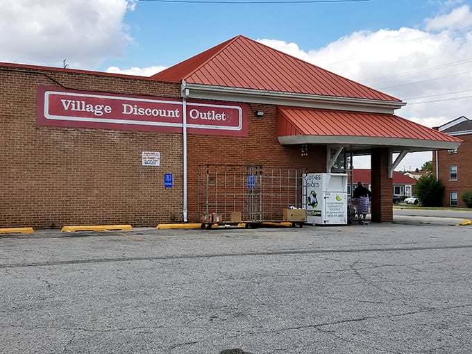 The red roof beckons bargain hunters like a lighthouse guides ships &ndash; massive savings await inside this treasure trove.