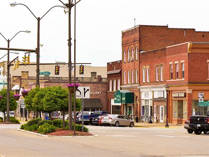 Woodsfield's main street might be the most Norman Rockwell scene in Ohio – complete with brick storefronts that haven't changed in decades.