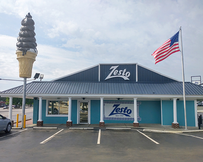 That towering ice cream cone says "dessert," but locals know the real secret lies in their crispy chicken.