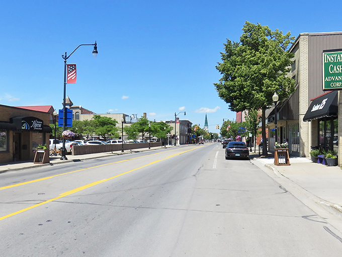 Alpena's charming downtown invites you to stroll without spending, where historic architecture meets modern affordability under Michigan's blue skies.