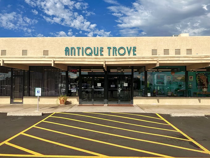 Time travel headquarters! Antique Trove's clean, classic facade hides a labyrinth of yesterday's treasures waiting to be rediscovered.