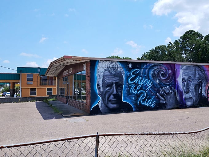 That colorful mural adds serious personality to this antique hunting destination in Summerville's suburbs.