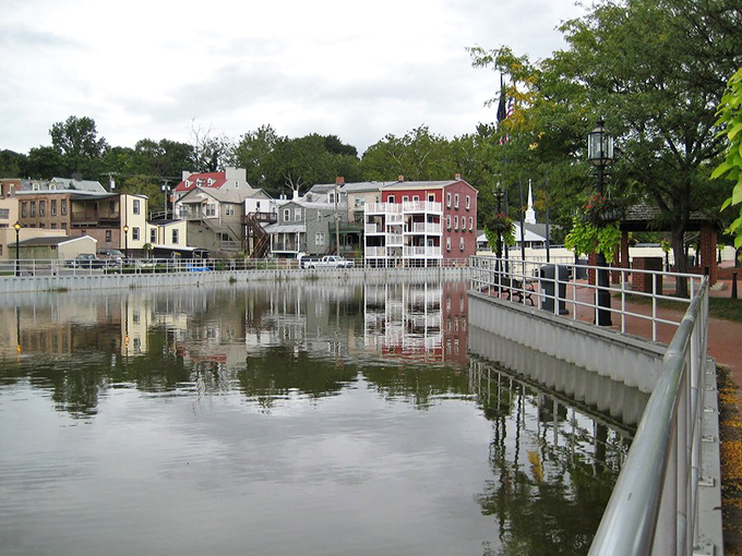 The serene waters of Bridgeton reflect centuries-old buildings where retirees have discovered the art of living well for less.