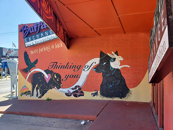 Buffalo Exchange proves that secondhand shopping can be as vibrant as the street art adorning its walls.