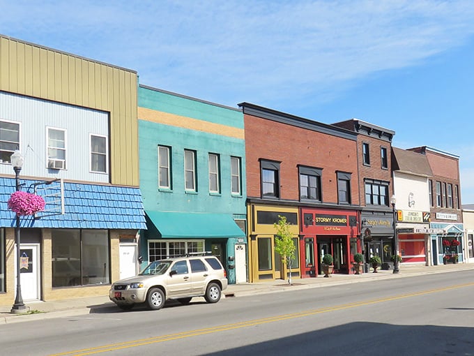 These colorful storefronts line up like a box of crayons, each one adding character to this lakeside gem.