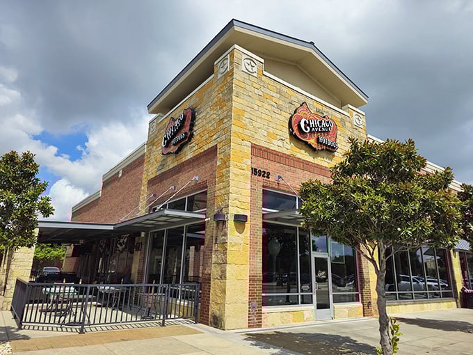 The brick and stone facade houses authentic Chicago-style dogs that'll transport you straight to the Windy City without the winter coat requirement.